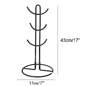 AEKAN Mug Holder,Countertop Mug Tree with Large 6-Mug Holder for Coffee Mugs & Tea Cup Storage Rack