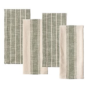 KAF Home Set of 4 Natural Rustic Farmhouse Slubbed Kitchen Towel | 100% Cotton Dish Towel, 18 x 28 Inches | Soft and Absorbent | Set of 4