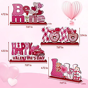 TSGEEG Valentine Wooden Centerpiece Table Decorations, 4 Pcs for Dinner Home Decor XOXO Love Sign Ornaments Gift
