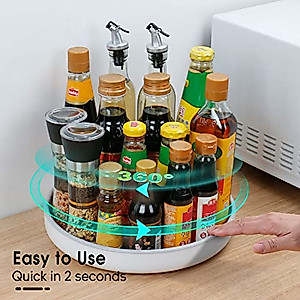 LAMY Lazy Susan Organizer Kitchen Organization, 2 Pack 12 Inch Lazy Susan Turntable for Cabinet, Pantry, Refrigerator and Table, White