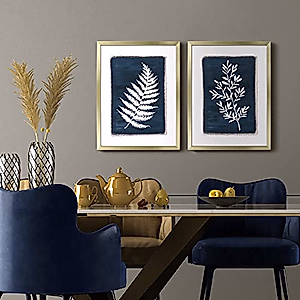 ArtbyHannah 2 Pack 12x16 Framed Botanical Wall Art Decor with Gold Frame and Decorative Tropical Plant Pictures Print For Home Decoration