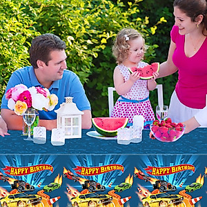 WIFUNUE 3Pieces Hot Car Themed Plastic Tablecloth Hot Race Car Birthday Party Plastic Table Covers for Kids Boys Racing Car Birthday Baby Shower Party Decorations Supplies 54X108inch