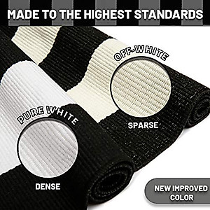 KOZYFLY Black and White Striped Rug 3'x5' Indoor Outdoor Rugs Hand Woven Cotton Washable Striped Layered Doormats for Front Door/Kitchen/Farmhouse/Entryway/Patio