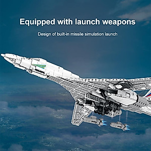 MISINI 33036 Aircraft Building Blocks Kit, 1598 Pcs Soviet Supersonic TU-160 Strategic Bomber White Swan Aricraft Model Building Blocks, Jets Building Blocks Sets, Gifts for Military Fans and 14+