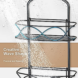 GAOKASE Hanging Shower Caddy Over Shower Head, Black Rust Proof Metal Large Bathroom Organizer for Shampoo, Conditioner, Body Wash, Soap, Razors, Shower Sponge, Loofahs and Bath Rack