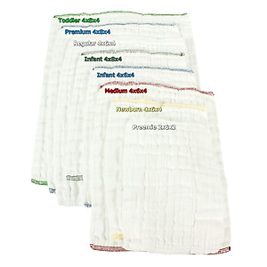 OsoCozy - Prefold Cloth Diapers (1 Dz) - Soft, Absorbent Durable Diaper Service Quality Prefolds. 100% Cotton - 12"x16", Fits 7-15 Lbs. - (Infant 4x8x4)
