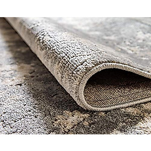 Rugs.com Oregon Collection Rug – 8' x 10' Gray Low-Pile Rug Perfect for Living Rooms, Large Dining Rooms, Open Floorplans