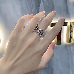 Women's Wedding Rings Personalized Sterling Silver Rings 925 Wedding Proposal Rings Engagement Gifts (Color : Silver, Size : 7)