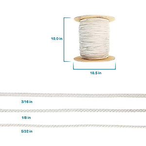 West Coast Paracord Diamond Braid Cotton Rope - All-Purpose Natural Sash Cord - Durable and Lightweight (250 Feet, 5/32 Inch)
