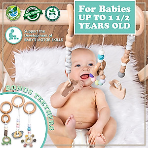 LaviElle Wooden Baby Gym for 0-1.5 Years | Certified Foldable Play Toys with Hanging Bar and Non-Toxic and Unique Teethers | Baby Activity Gym Perfect Gifting - Newborn Babies | Toddlers Development