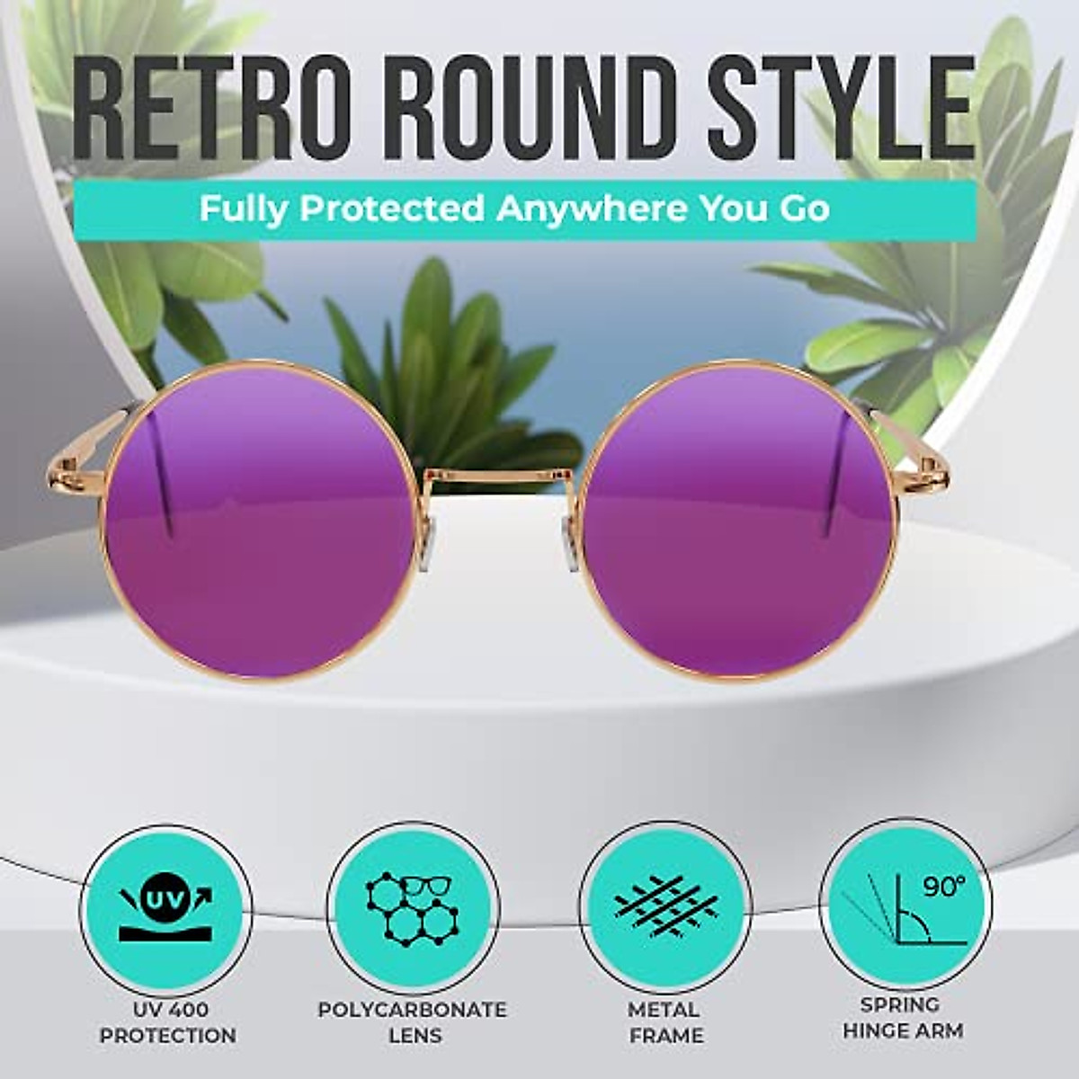 Circle Sunglasses Round Glasses Circular Purple Accessories 70’s Women Tinted