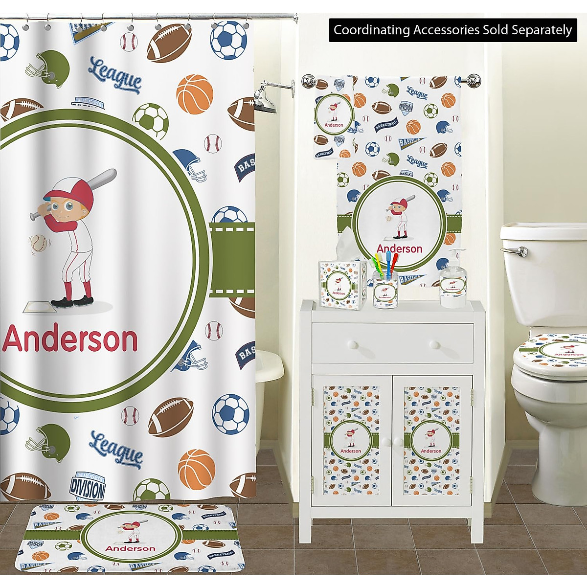 RNK Shops Personalized Sports Waste Basket - Single Sided (Black)