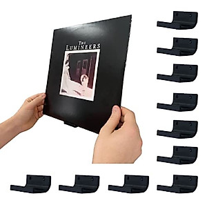 3D Lasers Lab Vinyl Record Shelf Wall Mount-10-Pack | Floating Shelf Holder Display Rack | Album Art Gallery | Daily LP Hanger for Home, Apartment, & Office (Black, 10-Record)