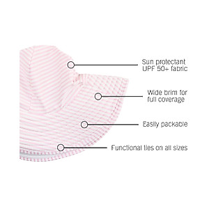 RuffleButts® Baby/Toddler Girls Pink Striped Seersucker Swim Hat - 0-12m