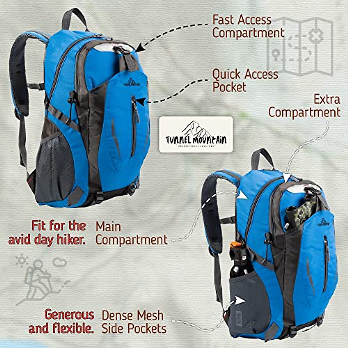 Hiking Backpack 20L Waterproof backpack Hiking Backpack for Men Women Lightweight Backpack Traveling Backpack Hiking Daypacks Travel Daypack Backpack Travel (Blue)