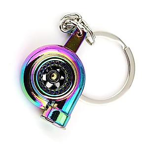 GKmow Pack-1 Car Polished Turbo Keychain, Ring Rotating Key Ring, DIY Small Toys for Car Key Decoration (Multicolored)