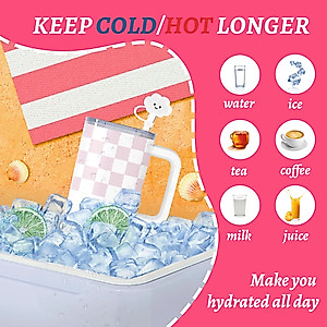 winiwo 40 oz Tumbler with Handle and Straw, D.I.Y Gift for Her, Stainless Steel Travel Mug, Iced Tea or Coffee, Insulated Tumbler with Stickers, Keeps Beverages Cold Up to 24 Hours