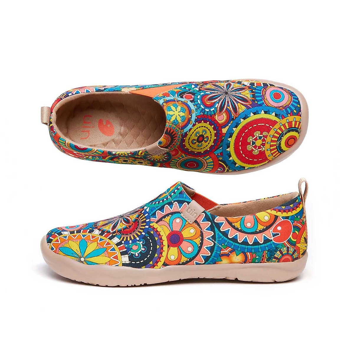 UIN Women's Blossom Painted Fashion Sneaker Canvas Slip-On Travel Shoes (8)