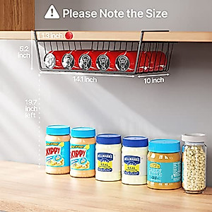 Under Shelf Basket, iSPECLE 4 Pack Under Cabinet Organizer Easy to Install and Use Versatile Metal Pantry Organizer Add Storage to Kitchen Cabinet Pantry Cupboards and Shelves, Black
