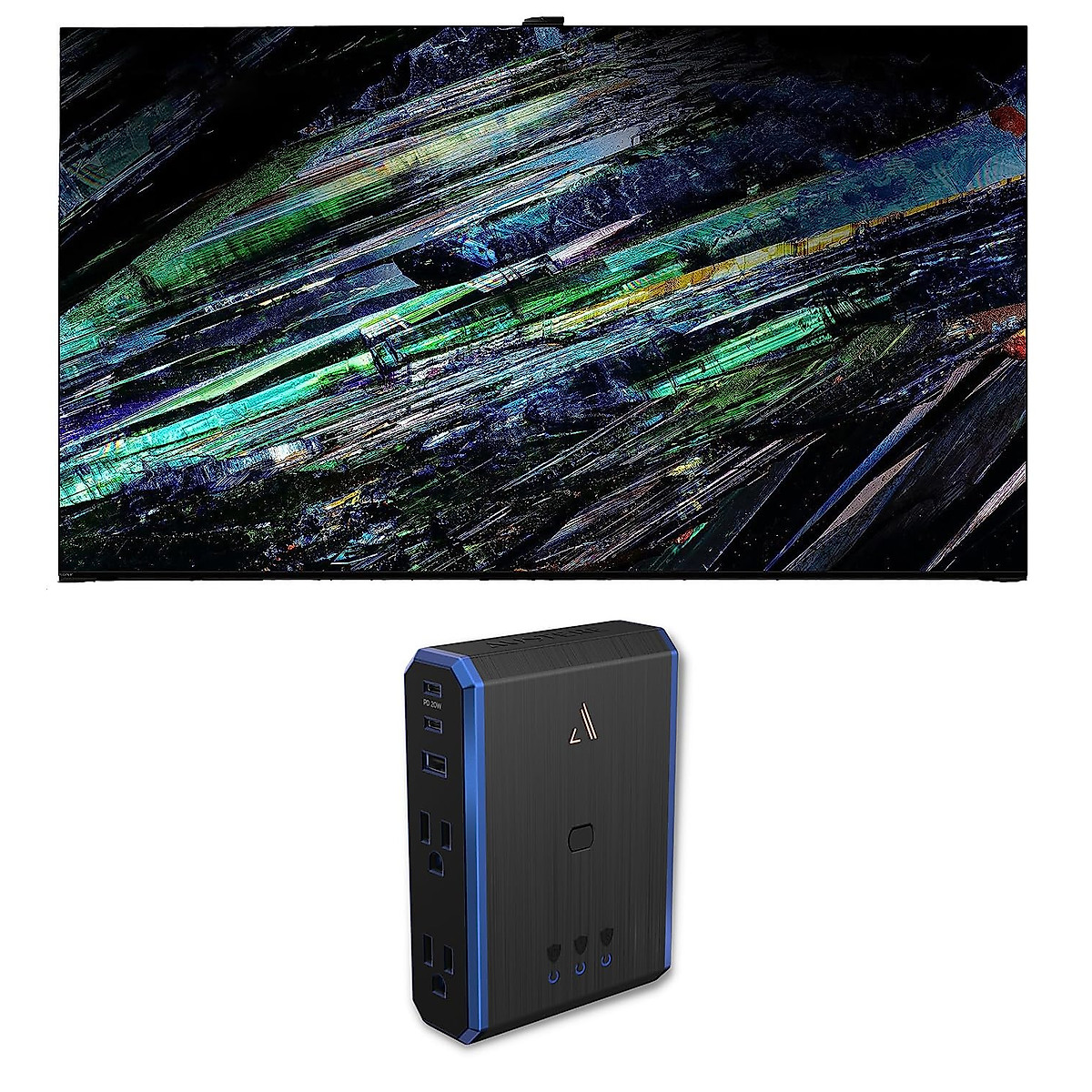 Sony XR55A95L 55 Inch QD-OLED 4K UHD Smart Google TV with AI Upscaling with a 5S-PS4-US1 4-Outlet Power with Omniport USB (2023)