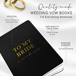 Wedding Vow Books His and Hers, Gold Foil Lettering & Keepsake Sleeve, Wedding Day Essentials, Beautiful His and Hers Gifts for The Bride and Groom (Black & White)