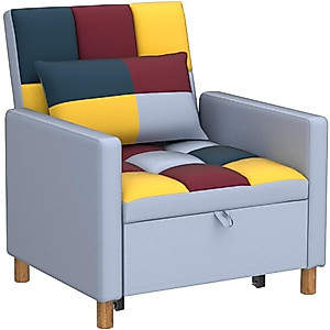 3-in-1 Single Chair Bed,Convertible Sleeper Sofa Chair Bed with Pillow,Multi-Functional Sleeper Chair with Adjustable Backrest,pullout Sofa Bed with Velvet Fabric for Apartment(Multicolor)