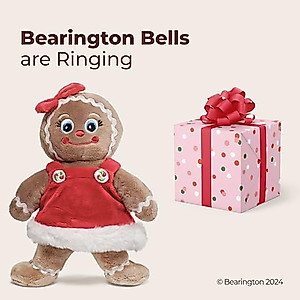 Bearington Holly Ginger Gingerbread Plush, Gingerbread Stuffed Animal, 10 Inch Christmas Doll, Ideal Christmas Gingerbread Stuffed Plush Gift for Toddlers, Kids & Teens