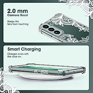 Cutebe [3 in 1 Cute Clear Case for Samsung Galaxy S22 6.1 Inch 2022 Released, Shockproof Series Protective Cover with Screen Protector and Camera Lens Protector for Women, Girls