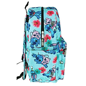 Lilo and Stitch 16 Inch Allover Print Laptop Backpack (Aqua)