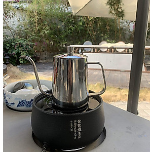 MERMOO YILAN Gooseneck Coffee Kettle 21oz Pour Over Drip Pot 600ml Long Narrow Spout Stainless Steel Water Dripper Kettle for Tea & Coffee（Black)