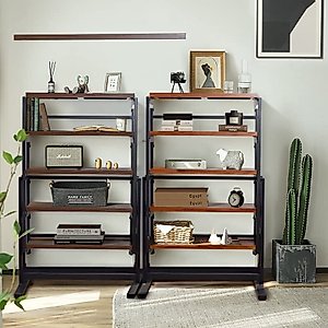 Brefhome Convertible Kitchen Table for Small Spaces,Space Saving Dining Table,Mahogany Transforming Table,Multipurpose Shelf Display Rack