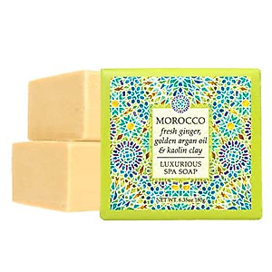 Greenwich Bay Destination Exfoliating Spa Soaps 7 Piece Set of 6.35 Ounce Bars - Travel to London, Kyoto, Tahiti, Paris, Fiji, Morocco, and Sicily without leaving your home!