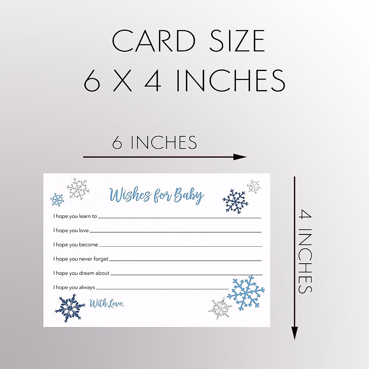 The Invite Lady Winter Wishes for Baby Cards Baby Shower Game Activity Mom to Be Mommy Snowflakes Snow Baby It's Its a Boy Glitter Silver Blue (24 Count)