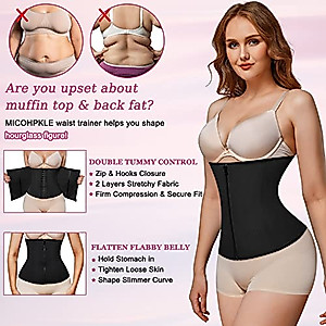 MICOHPKLE Waist Trainer for Women Corset Waist Cincher Tummy Control Bustier Shapewear Slim Body Shaper Workout Girdle (Large, Black)