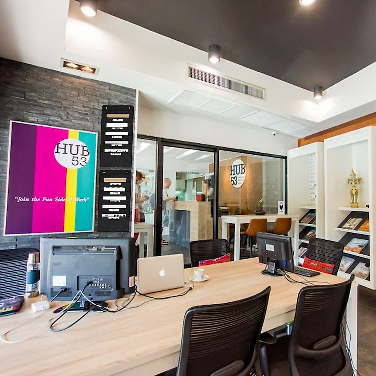 CertBuy 3 Pack Hanging File Folder Organizer, 15 Pockets and 6 Over The Door Hanger, Wall Mount Document Letter Organizer, Pocket Chart Office Supplies Office Bill Organizer for Home School Classroom