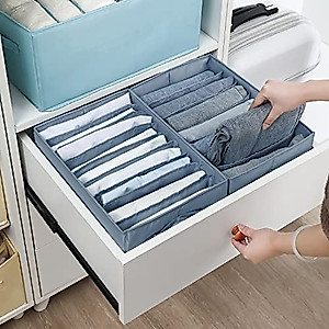 KIHONI Clothes Organizer for Folded Clothes Drawer Organizers for Clothing Closet Organizers and Storage Wardrobe Clothes Organizer for Jeans Pants, T-shirt, Dress (Built-in PP Board)