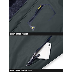 TACVASEN Rain Coat Mens Winter Warm Jacket Fleece Waterproof Jakcet Ski Snow Coats for Men Insulated Softshell Jacket