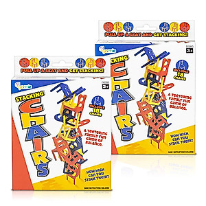 Gamie Balancing Chair Game, 2 Sets, Stacking Chair Games with 18 Mini Chairs & Instruction Guide, Family Game Night Games for Children, Development Learning Game for Coordination & Balance
