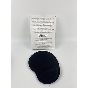 Bimor Mousepads Mouse Pad with Wrist Rest Support, Gel Mouse Pads with Non-Slip PU Base, Pain Relief Memory Foam Mousepad for Laptop PC, Cute Office Supplies Desk Accessories Jet Black