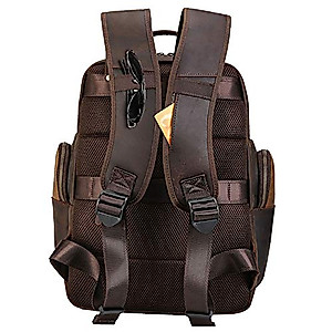 TIDING Leather Backpack 15.6 inch Laptop Backpack Vintage Business Travel Bag Large Capacity Daypacks