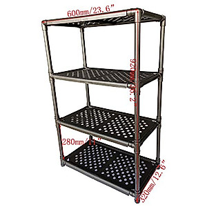 Cutequeen 12.6"×23.6"×36.2" 4-Shelf Tier Plastic Multi-Purpose Tool Holder Storage Shelf Shoe Storage Rack Light Duty Garage Storage Indoor and Outdoor (12.6"×23.6"×36.2")