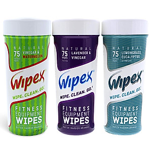 Wipex Gym Equipment Cleaner Gym Wipes - 75ct Yoga Mat Wipes & Workout Equipment Cleaner Wipes for Personal Use - Fitness Equipment, MMA Gear, Pilates, Spas, Gyms, Peloton Bikes, Watermelon Scent