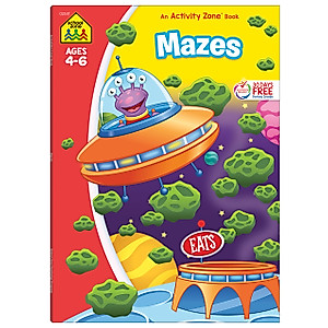 School Zone - Mazes Workbook - 64 Pages, Ages 4 to 6, Preschool, Kindergarten, Maze Puzzles, Wide Paths, Colorful Pictures, Problem-Solving, and More (School Zone Activity Zone® Workbook Series)