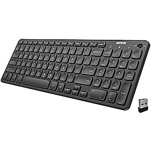 Arteck 2.4G Wireless Keyboard Ultra Slim Full Size Keyboard with Numeric Keypad and Media Hotkey for Computer/Desktop/PC/Laptop/Surface/Smart TV and Windows 10/8/ 7 Built-in Rechargeable Battery
