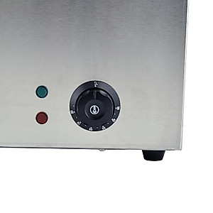 DULNICE Commercial Food Warmer,1500W Electric Steam Table 6inch Deep Stainless Steel Electric Bain Marie,with Temperature Control & Lid for Parties, Catering, Restaurants (6 x 1/3GN, 6-Pan, 32QT)