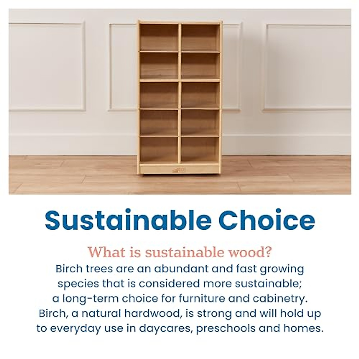 ECR4Kids 10 Cubby Tray Cabinet with Scoop Front Storage Bins, 5x2, Classroom Furniture, Assorted