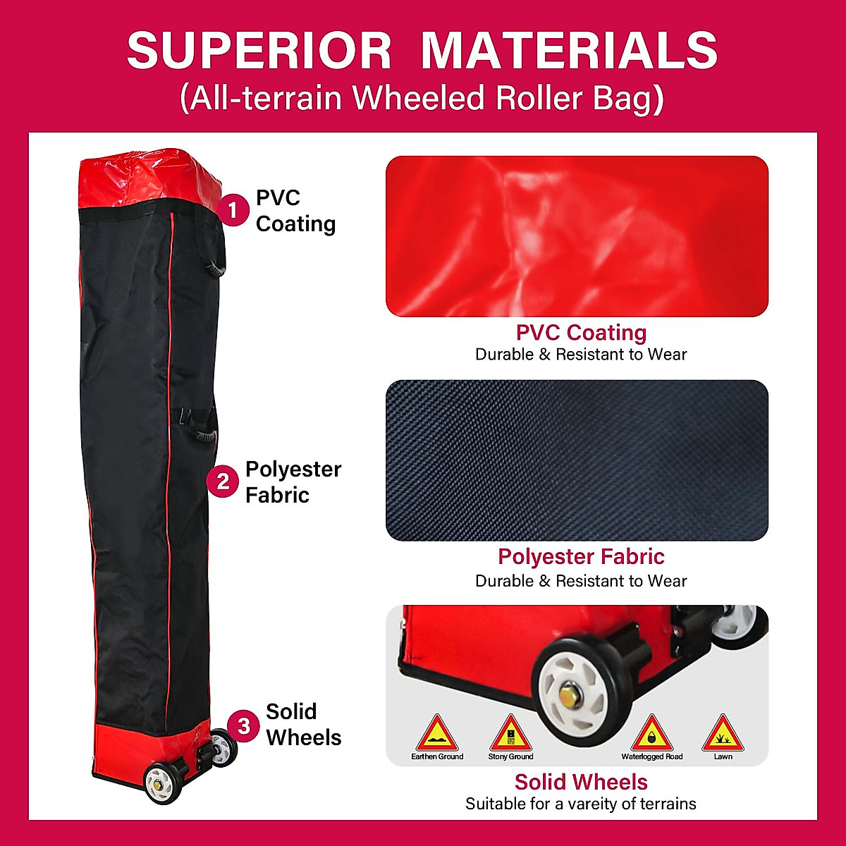 ShiningShow Heavy Duty Canopy Bag Replacement for 10x20 Pop Up Canopy Tent, Portable Canopy Bag with Wheels and Handles, Rolling Storage Bag