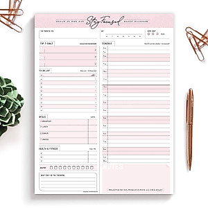 Daily Planner Notepad To Do Schedule- 50 Tear off Premium Stay Focused Made USA 8.5" x 11"