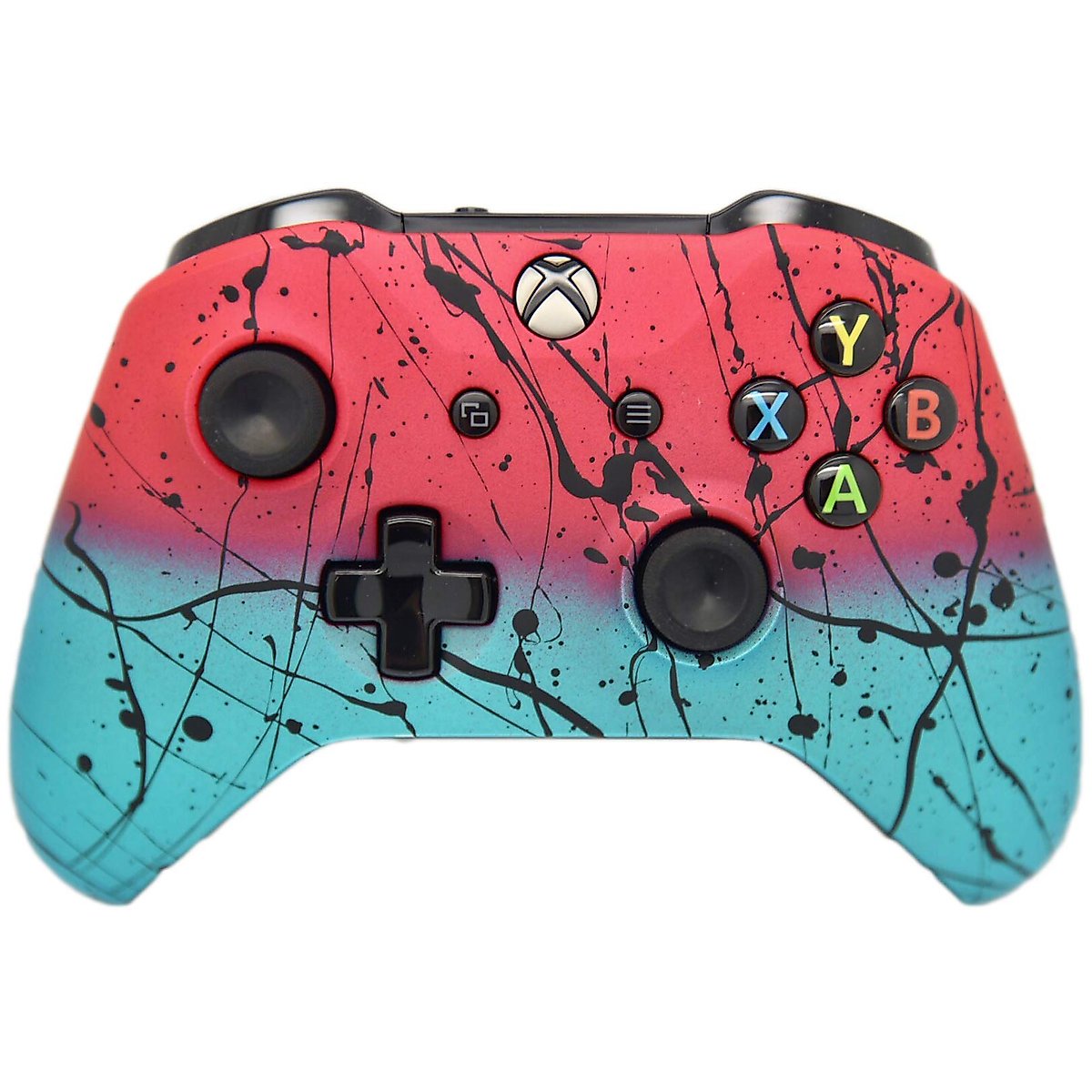 Hand Airbrushed Fade Custom Controller - Compatible with Xbox One (Matte Red & Teal)
