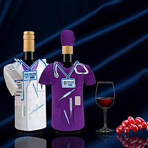 HnoonZ Residency Match Day Gifts,Doctor’s Day Gifts for Doctor,Doctor Wine Bottle Cover,White Coat Ceremony Gift,Wine Doctor Coat,Doctor Themed Gift,Doctor Wine Cover,Medical School Graduation Gifts
